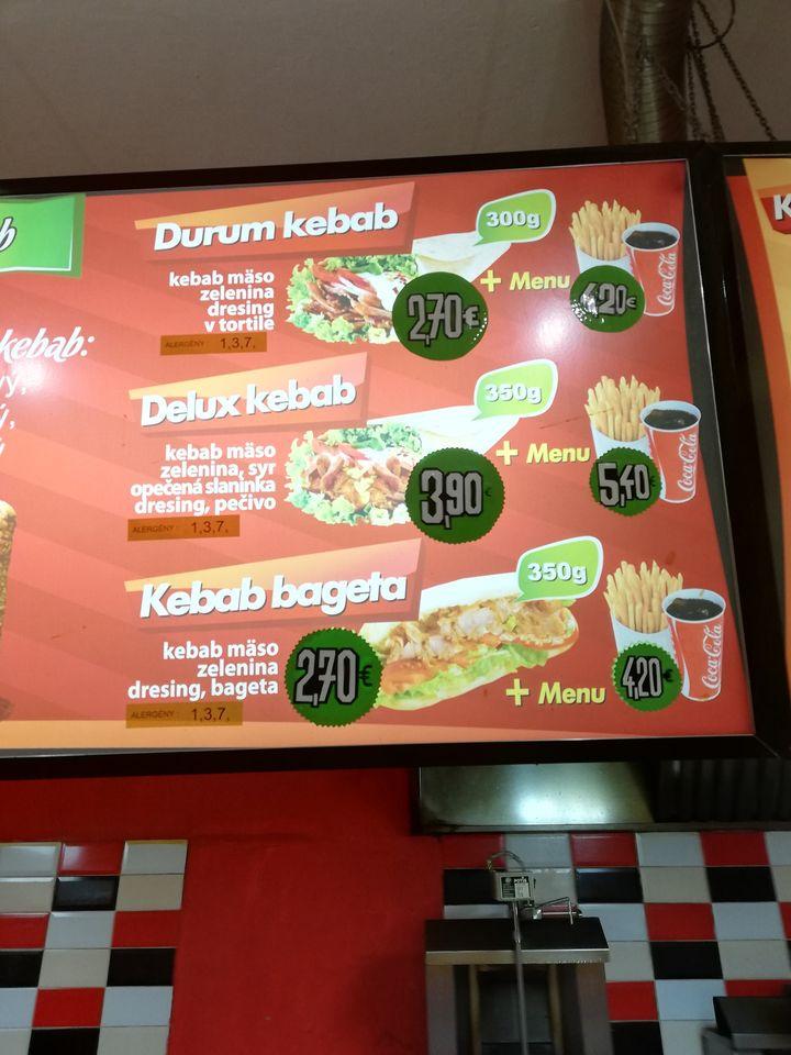 Menu at HAMKY KEBAB Humenné restaurant, Humenné