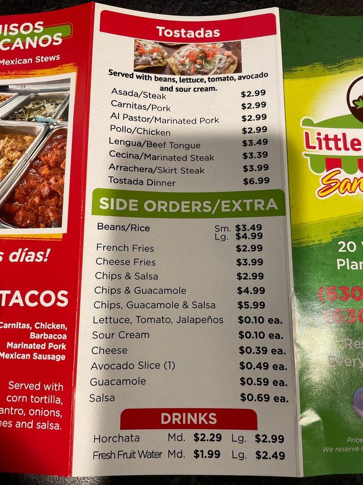 Menu at The Little Marketa restaurant, Plano
