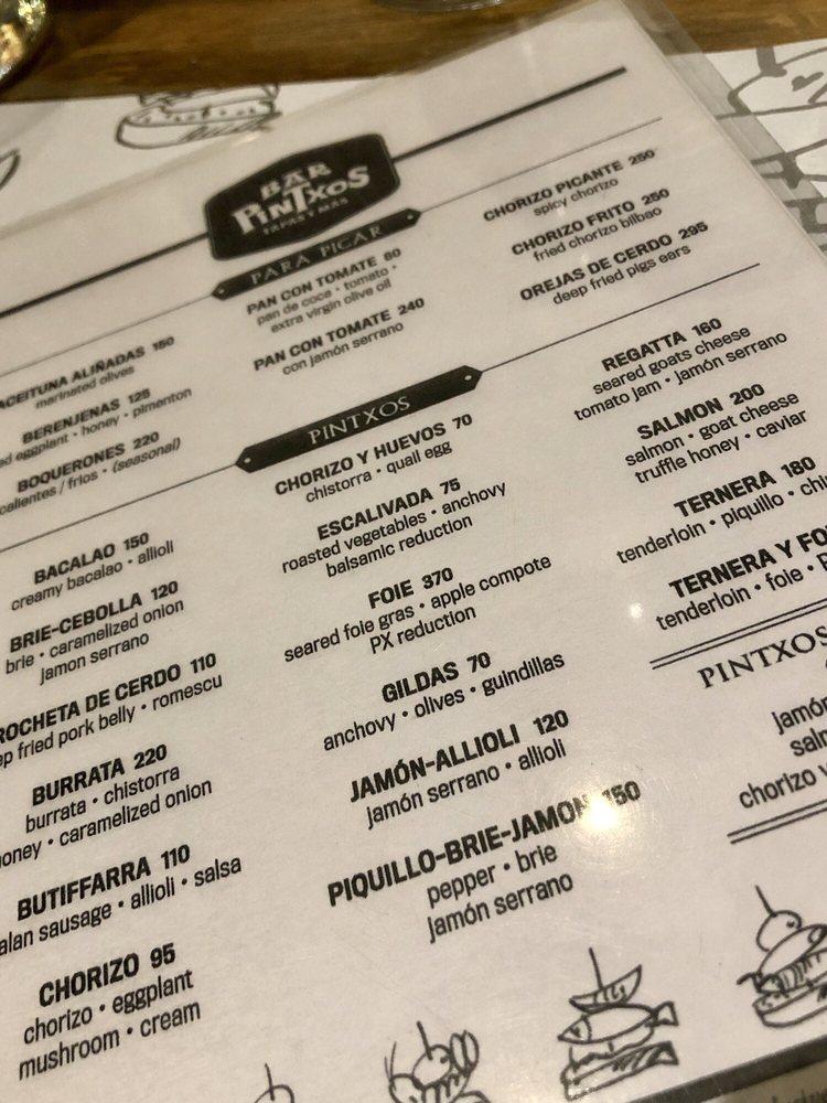 Carta de Bar Pintxos BGC, Taguig, Fairways Tower