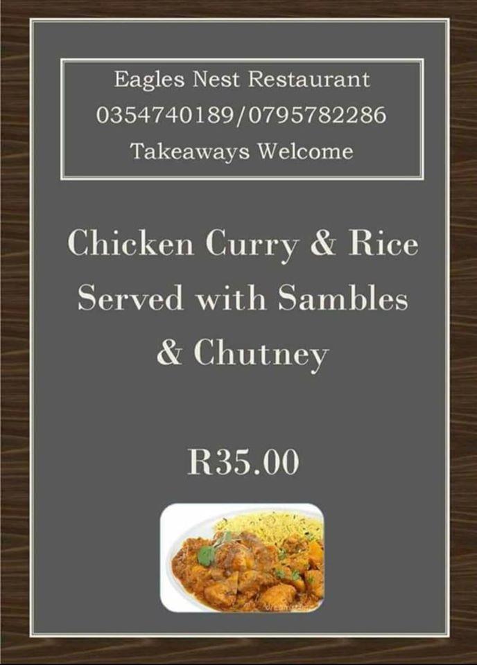 Menu at Eagles Nest Guest House & Restaurant, Eshowe