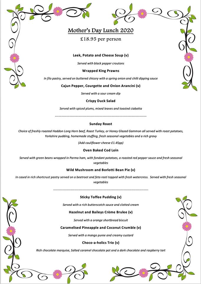 Menu at Haddon Hall restaurant, Bakewell, The Estate Office