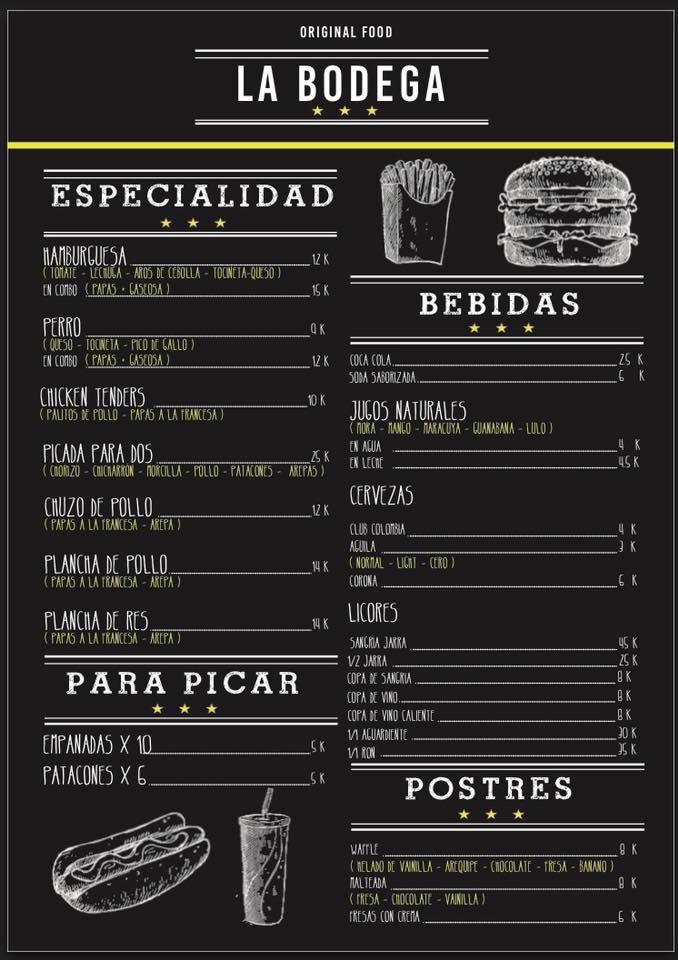 Menu at La Bodega Food Truck restaurant, Envigado