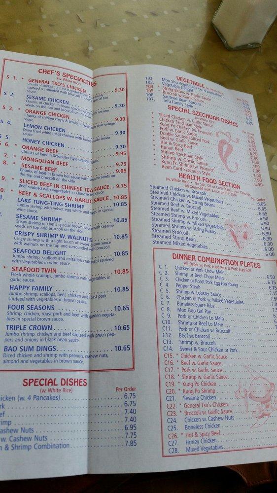 Menu at Uncle Jiang restaurant, Pensacola