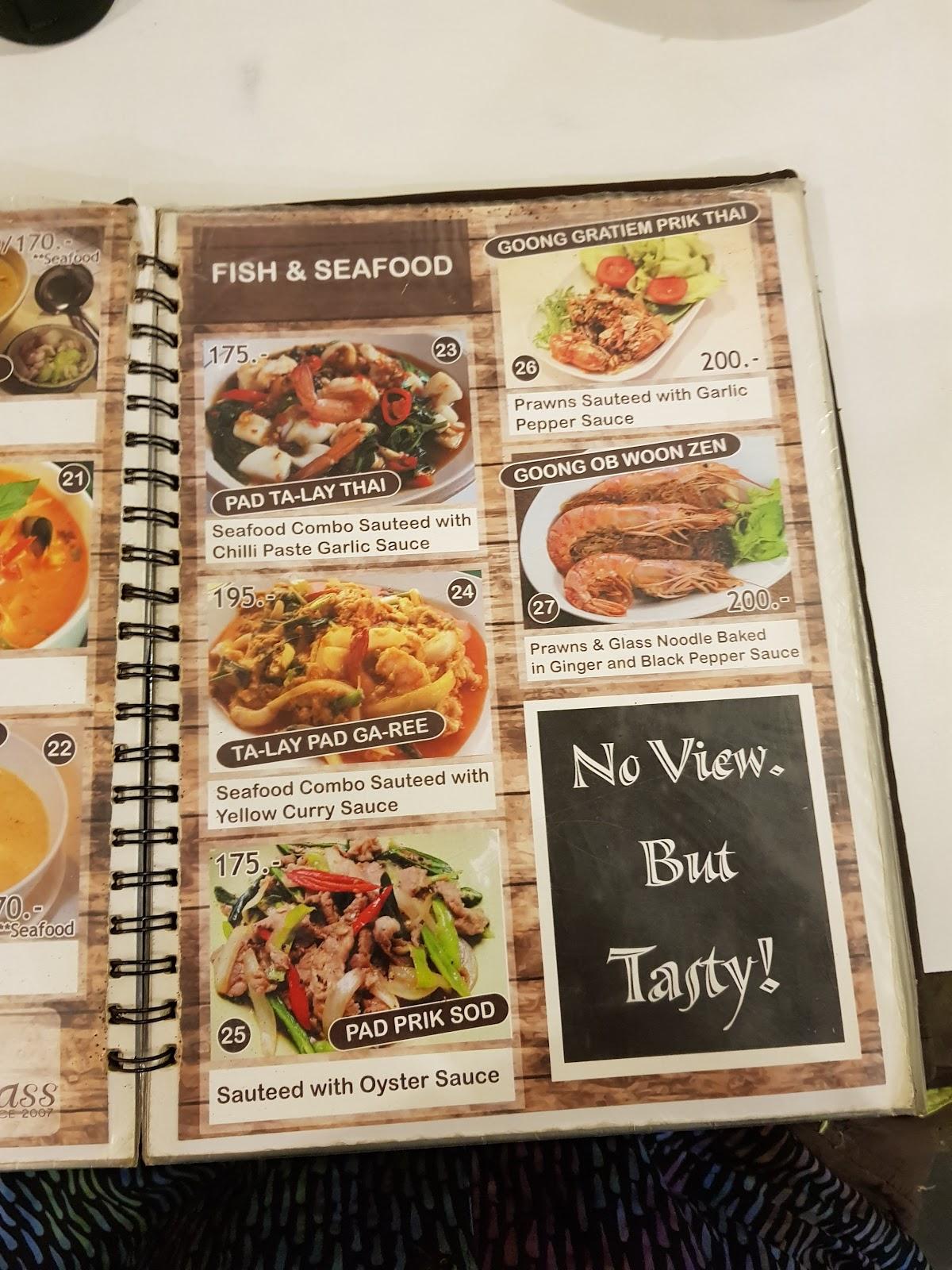 Menu at Lemongrass Thai Cuisine restaurant, Chiang Mai