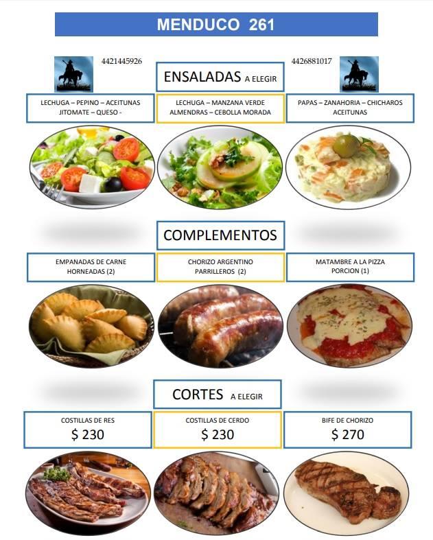 Carta del restaurante Asados en tu casa, Santiago del Querétaro