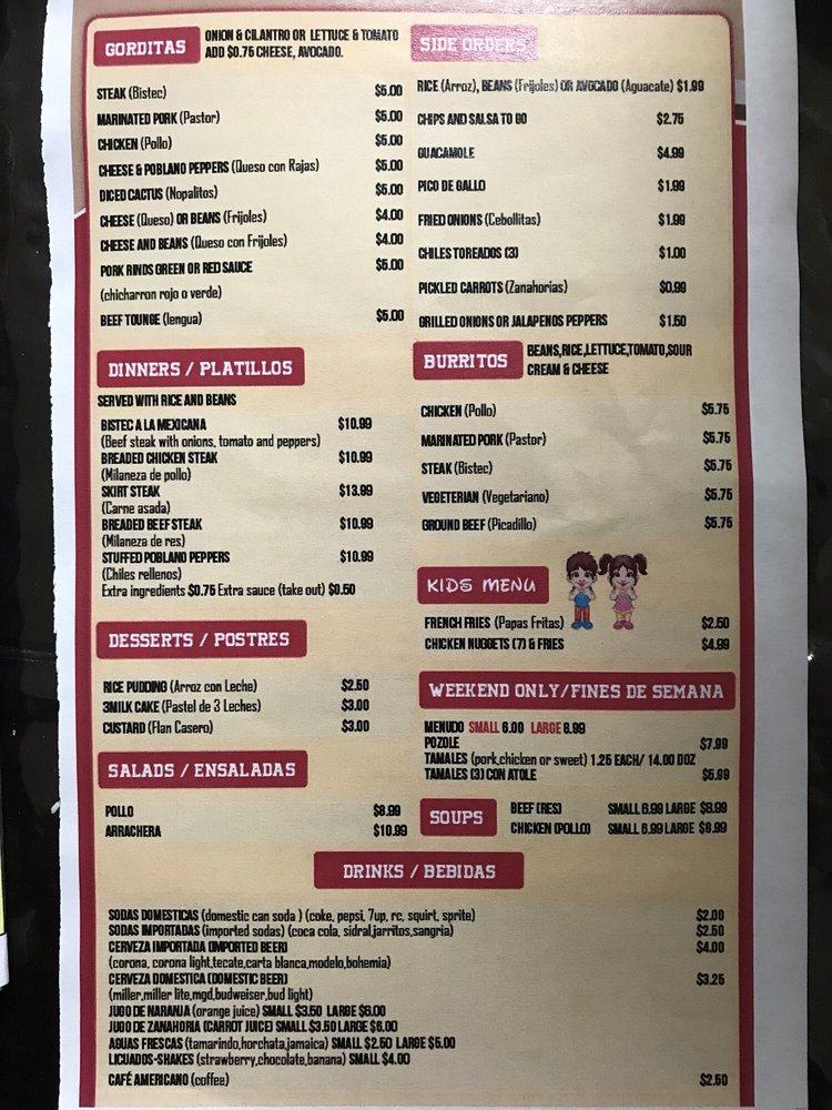 Menu at Food Market La Chiquita pub & bar, Bensenville