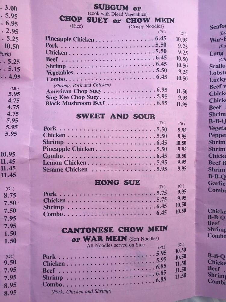 Menu at Sing Kee Carry-Out fast food, Wheeling, 854 Wheeling Rd