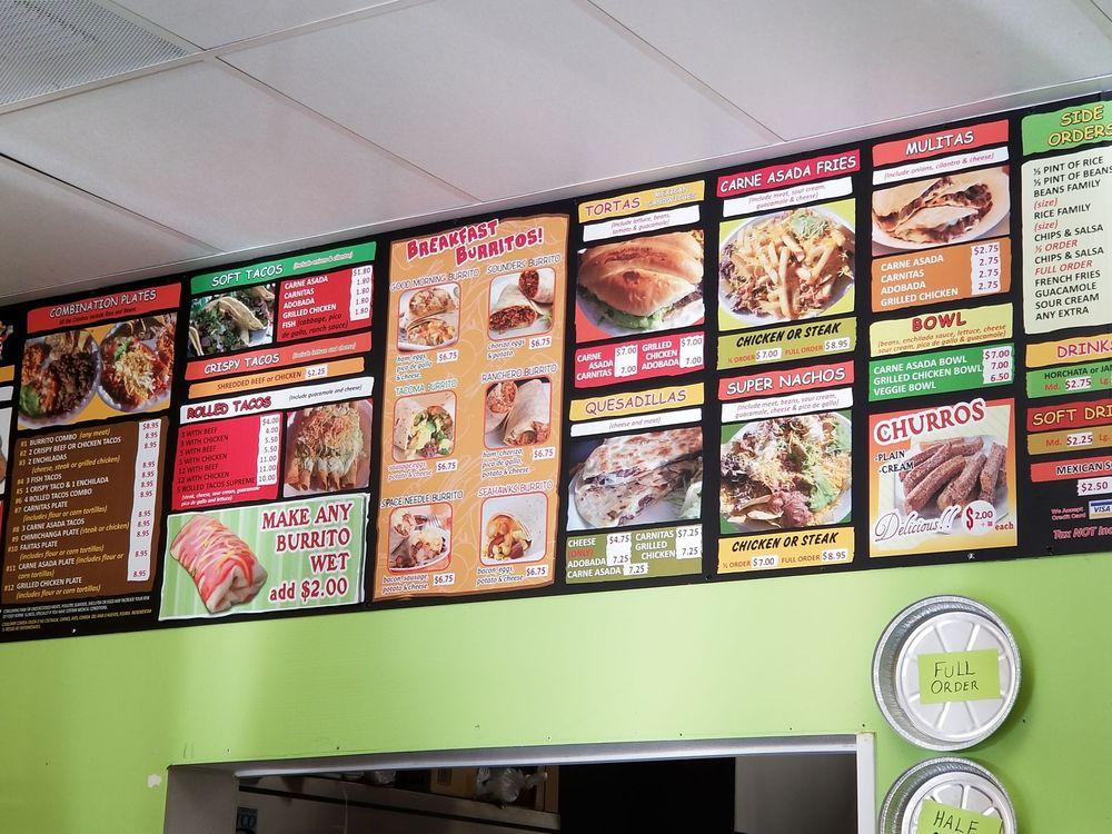 Menu at Aceituno's Mexican Food restaurant, Kent
