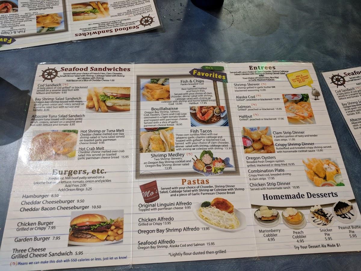 Menu at Mo's Restaurant, Florence