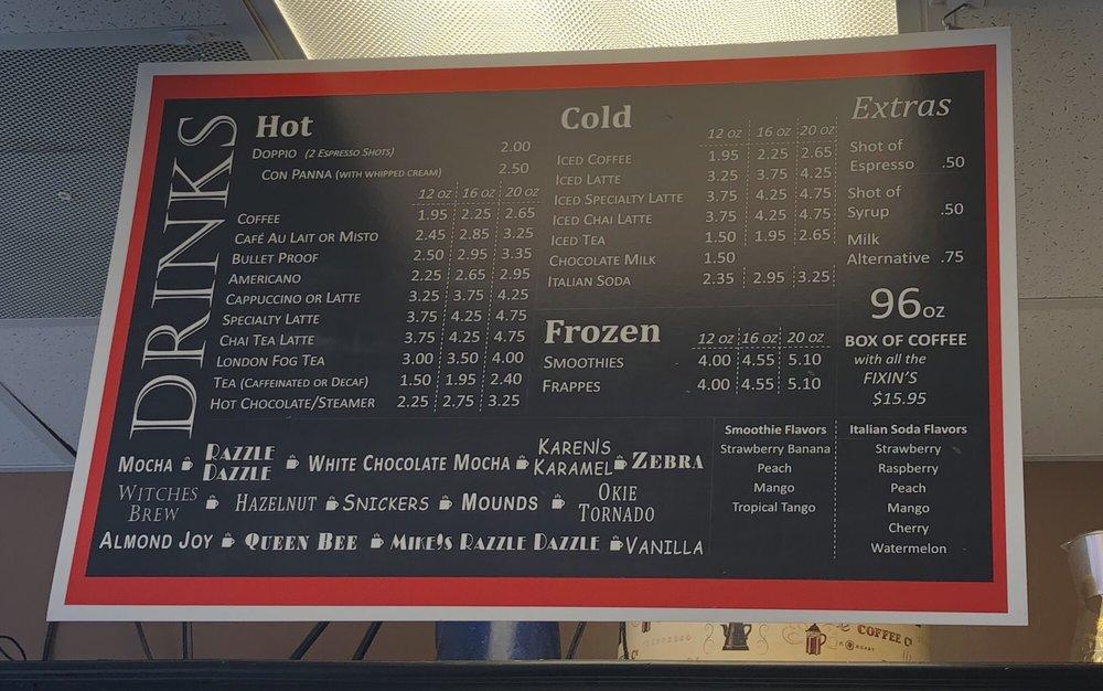 Menu at Java Road Espresso Bar and Cafe, Fayetteville