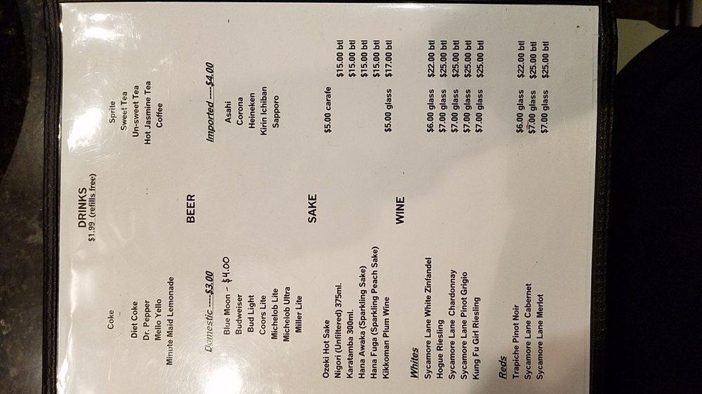Menu at Little Tokyo Cafe, Knoxville, Mountain Grove Dr