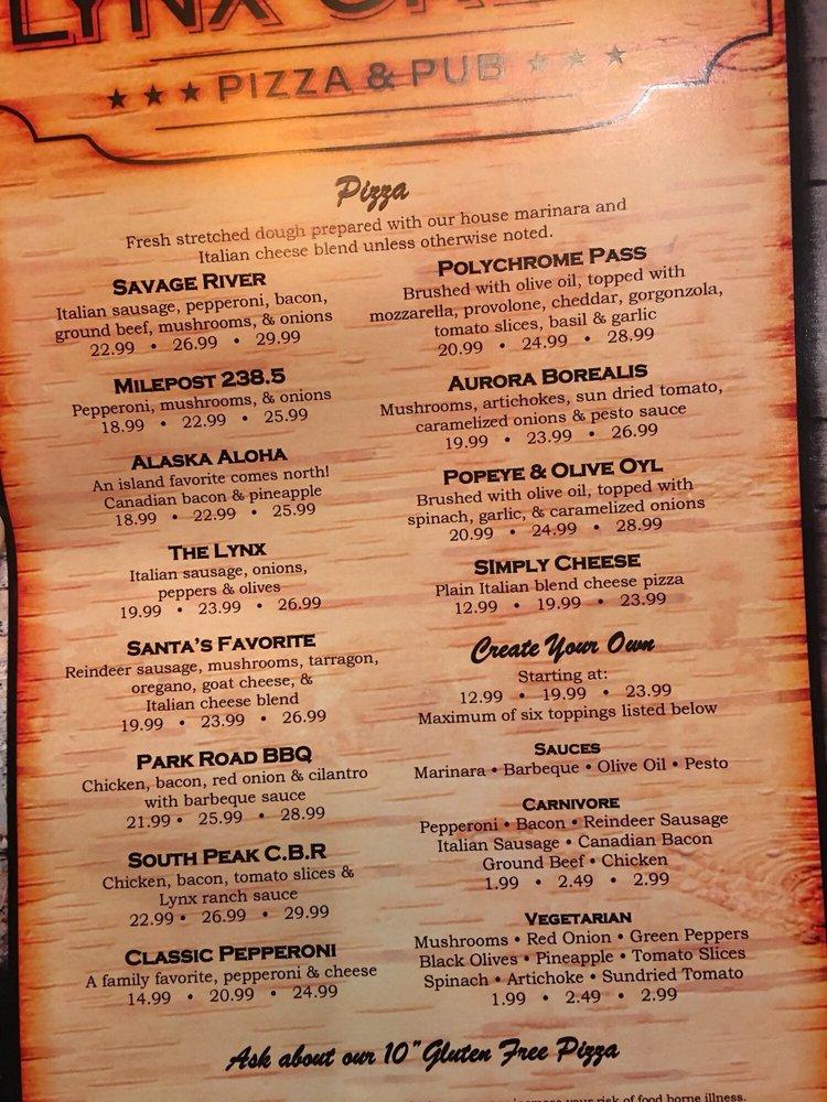 Menu at Lynx Creek Pizza pizzeria, McKinley Park, 6