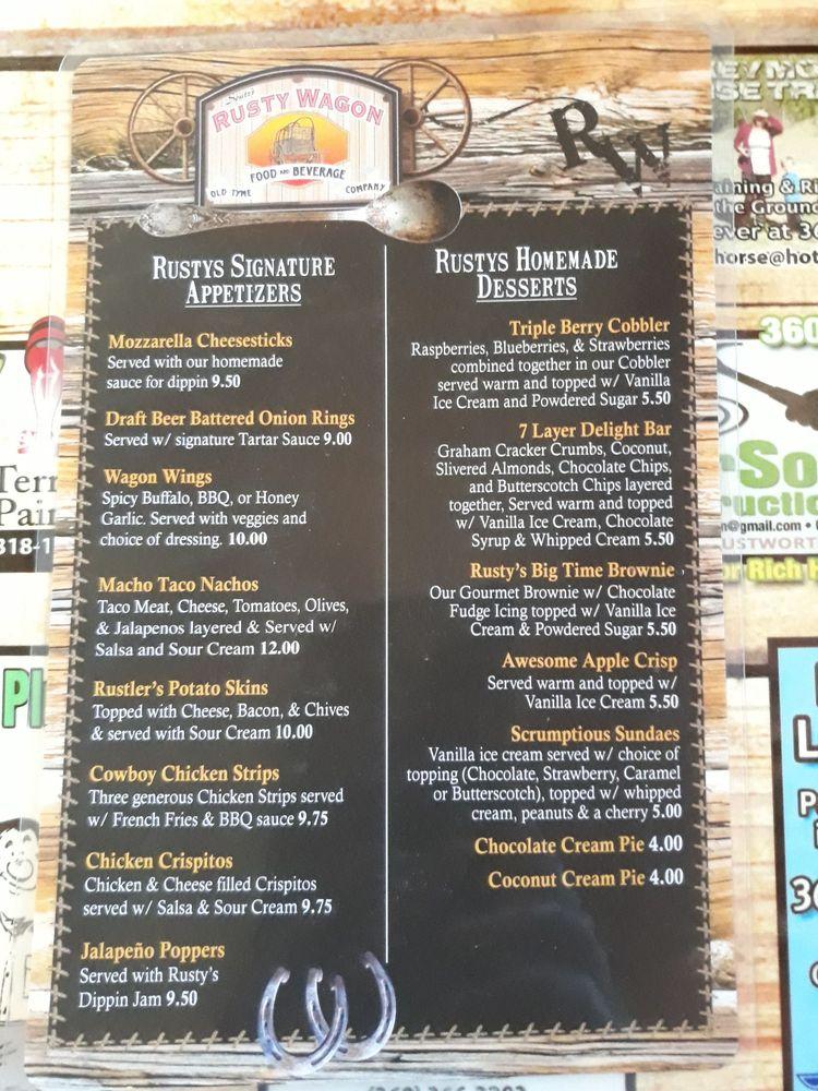 Menu at Rusty Wagon Old Tyme Food pub & bar, Lynden, Hannegan Rd
