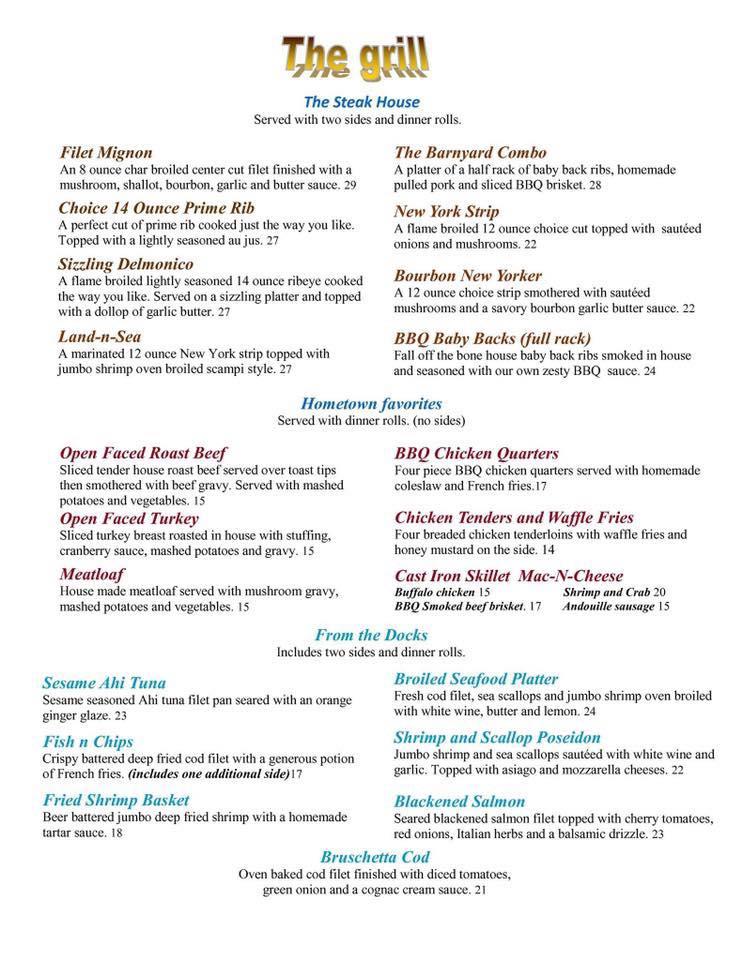 Menu at The Grill pub & bar, Matamoras