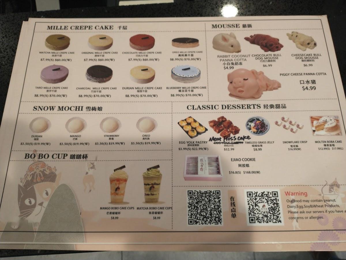 Menu at Timeless Tea Dessert Cafe 茶千岁(Seattle), Seattle
