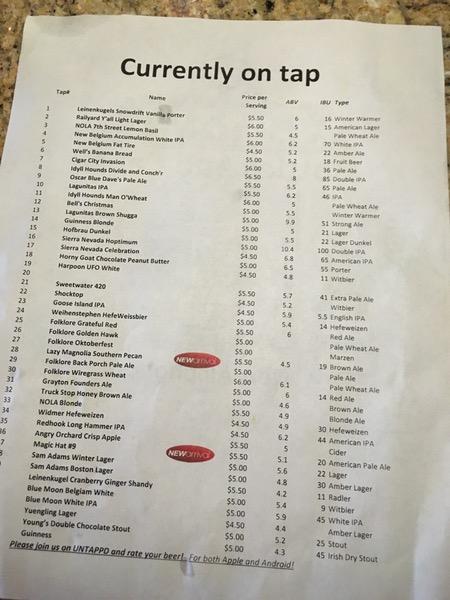 Menu at White Oak Ale House pub & bar, Enterprise