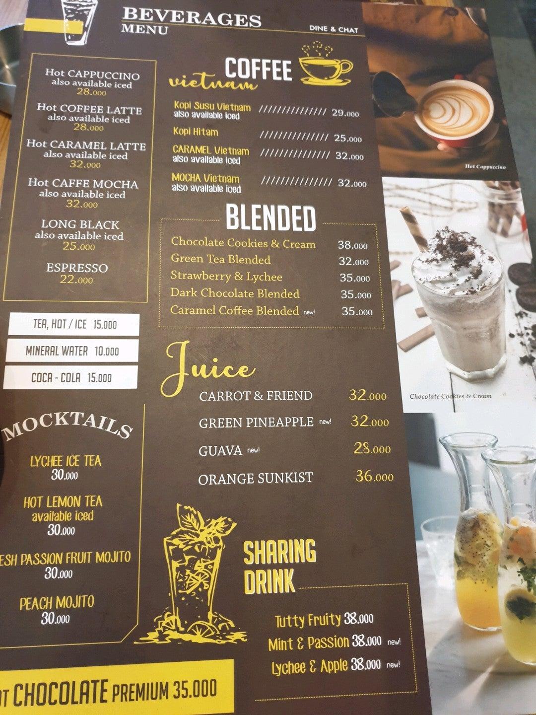 Menu at Dine And Chat restaurant, Bengkulu, 57P9+VCP