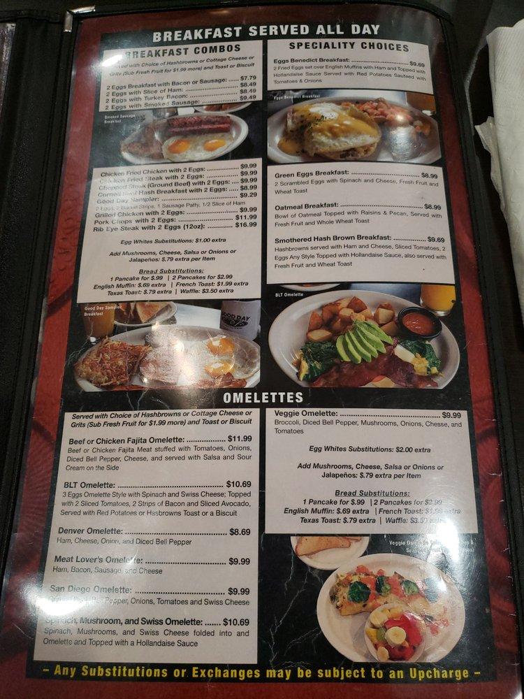 Menu at Good Day Cafe, Grand Prairie, S Carrier Pkwy #100