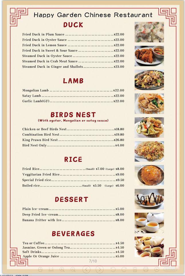 Menu at Happy Garden Chinese Restaurant, Forster