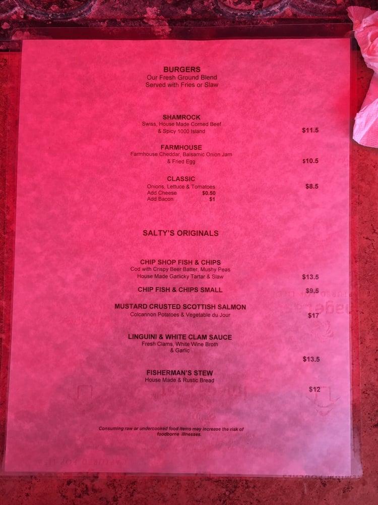 Menu at SALTY SHAMROCK IRISH PUB, Apollo Beach, N U.S. Hwy 41