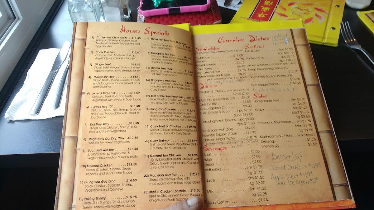 Menu at War Wick's Restaurant, Grand Falls-Windsor