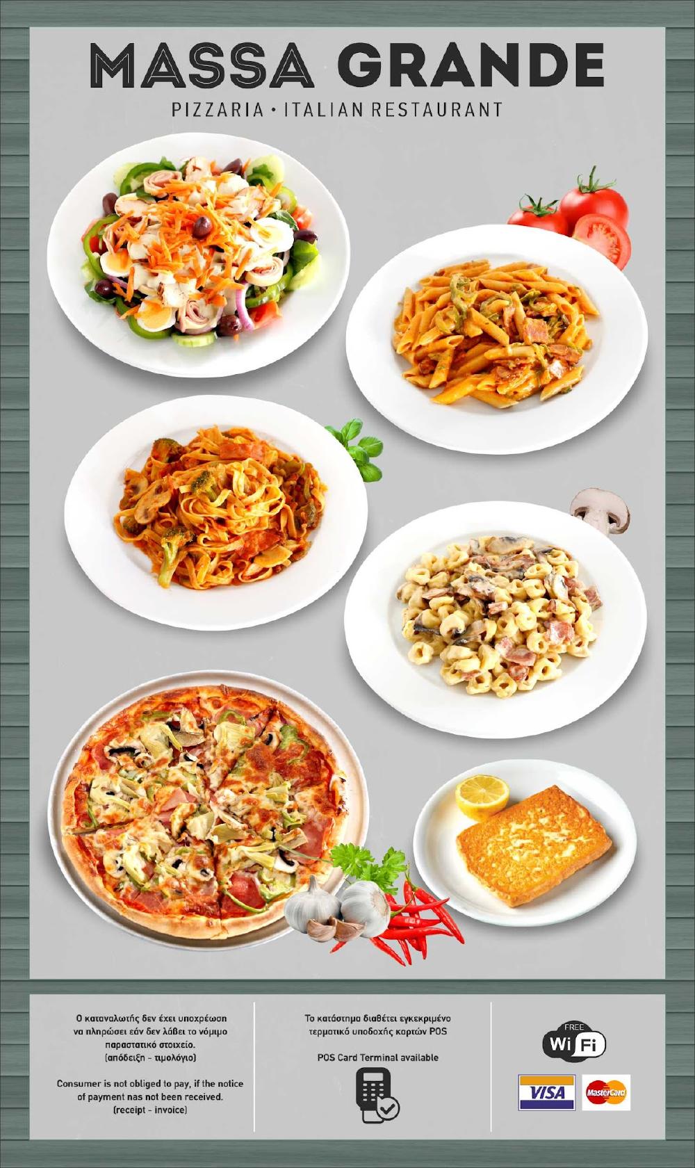 Menu at Massa Grande, Pastida