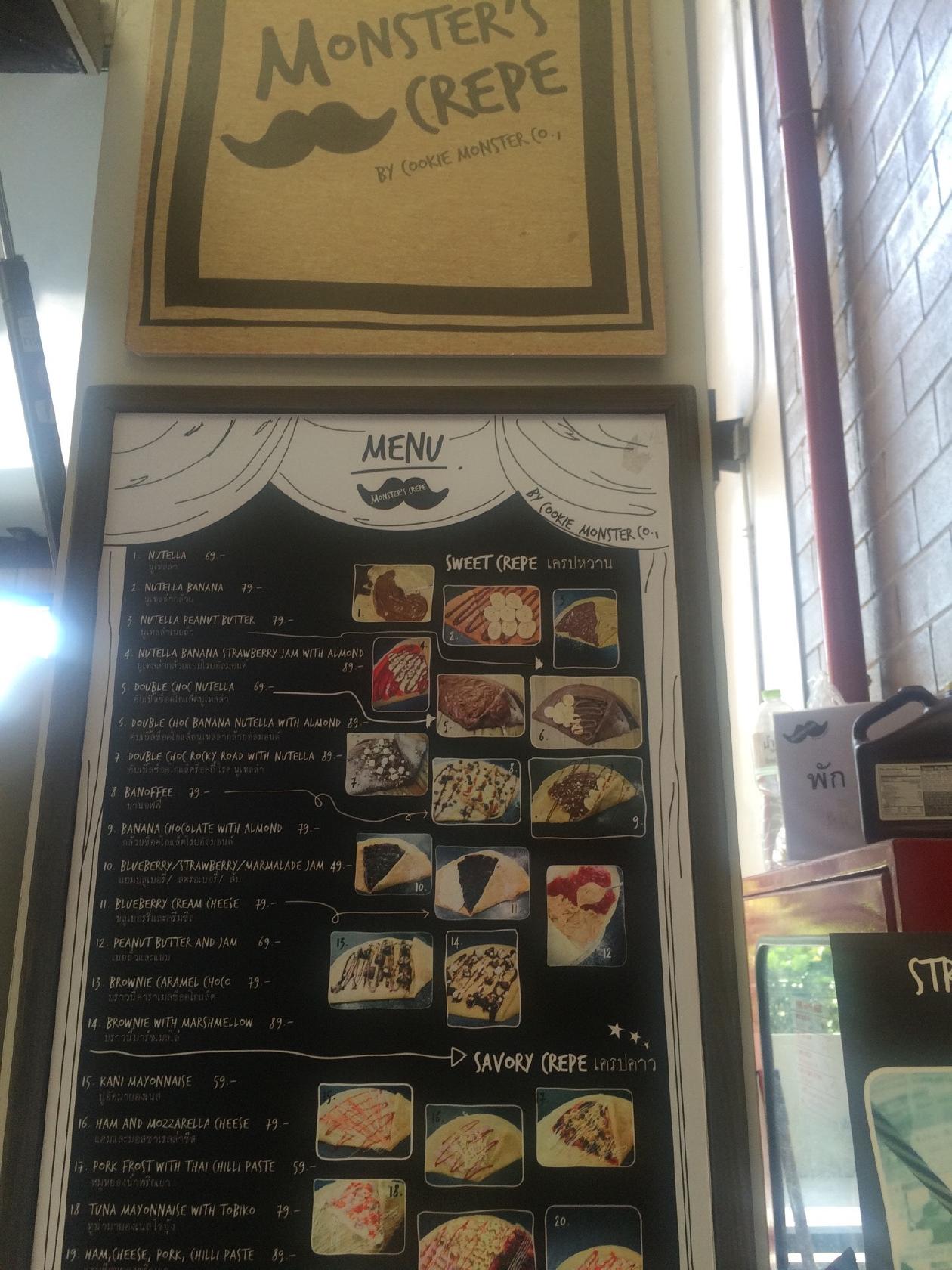 Carta del postres Monster Crepe, Bangkok, INT-Intersect