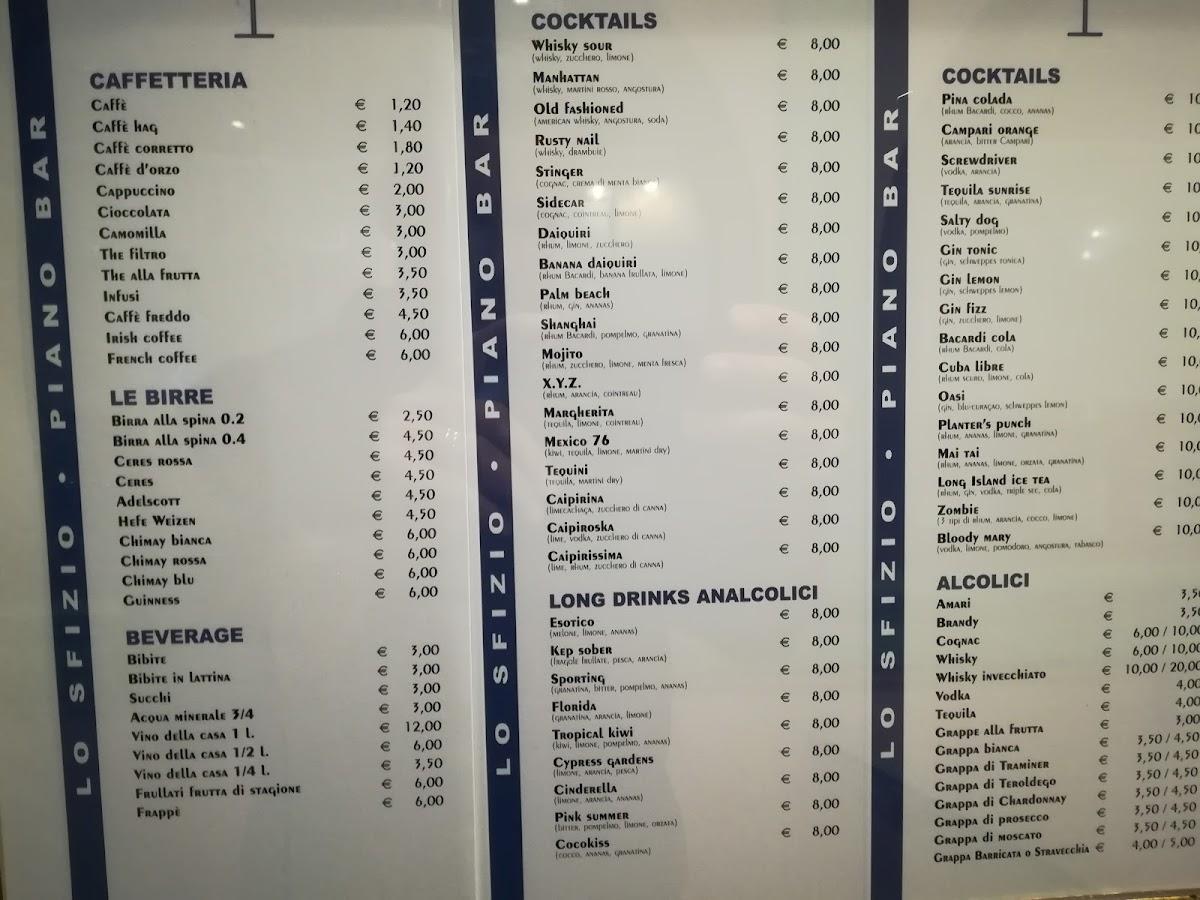 Menu da Pizzeria Lo Sfizio, Moena