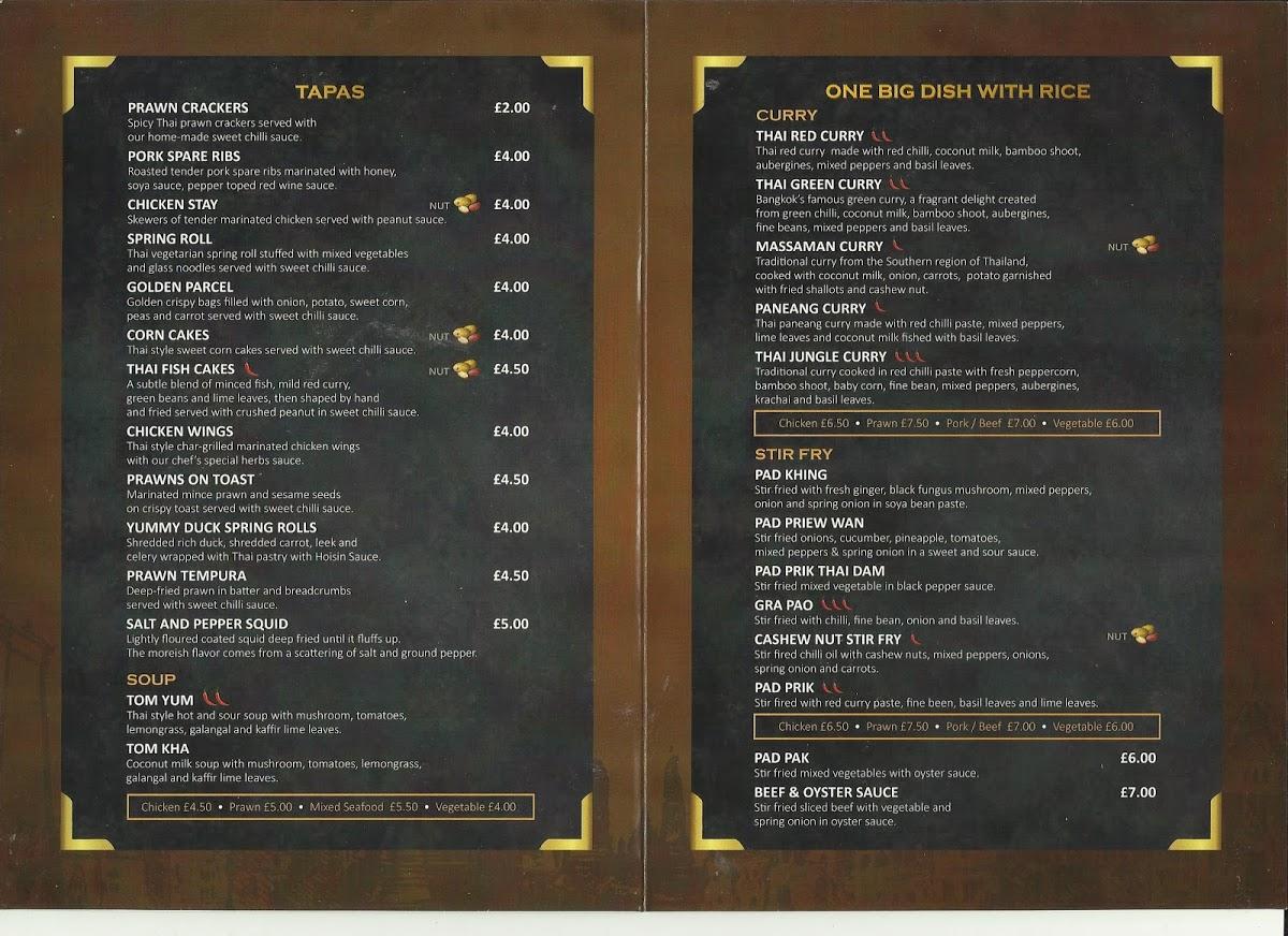 Menu at Typhoon Thai Restaurant, Congleton