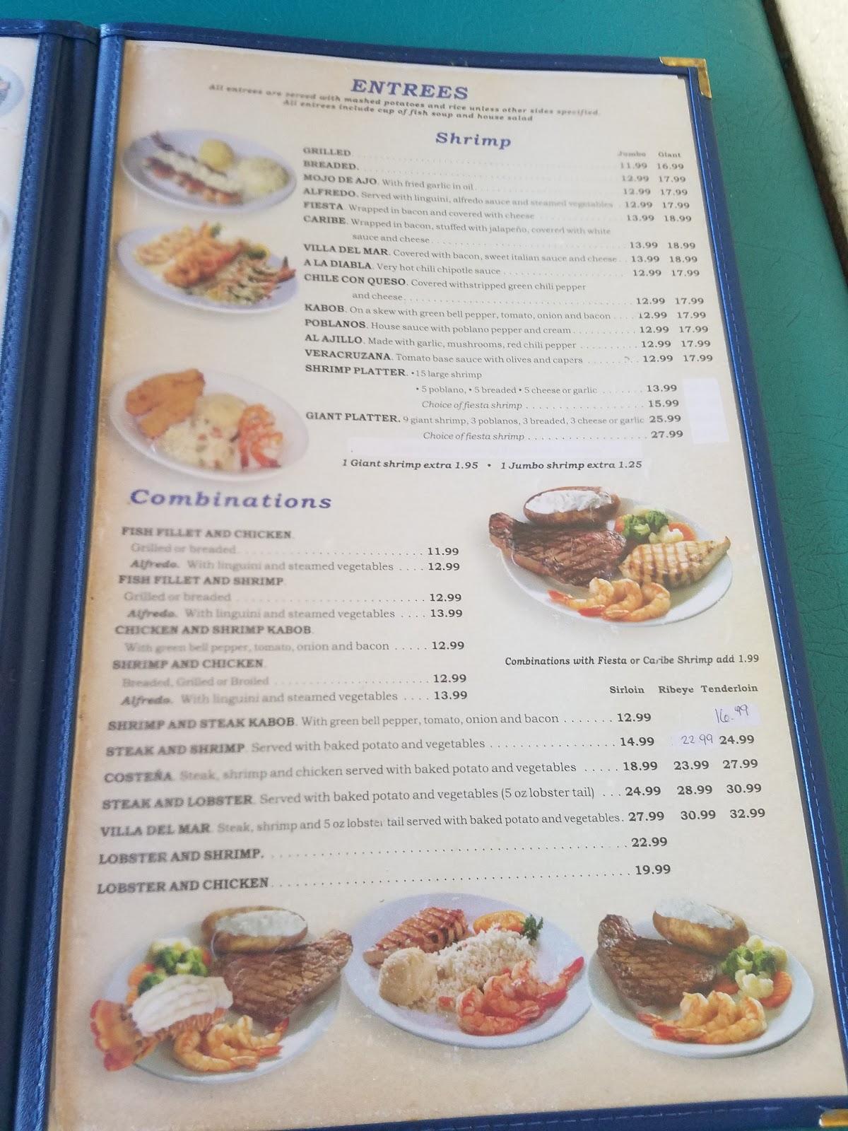 Menu at Villa Del Mar restaurant, El Paso, Gtwy Blvd E