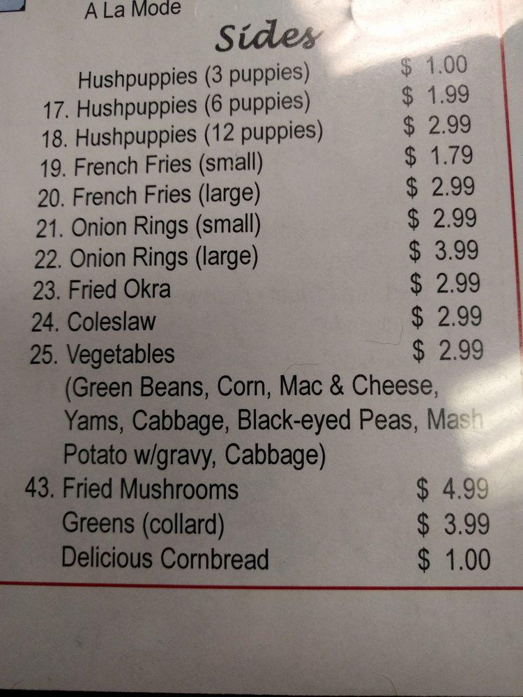 Menu at Bayseas Catfish House restaurant, San Antonio, Nacogdoches Rd