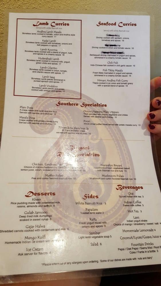 Menu at Himani Indian Cuisine restaurant, Astoria