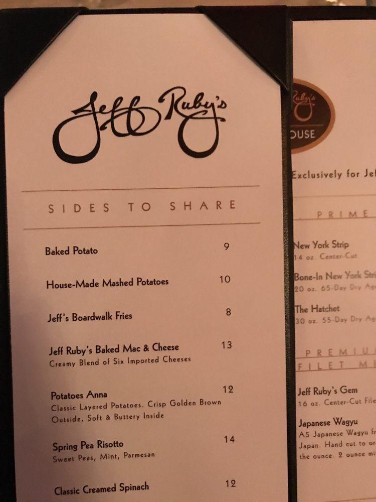 Menu at Jeff Ruby's Steakhouse, Nashville, Nashville