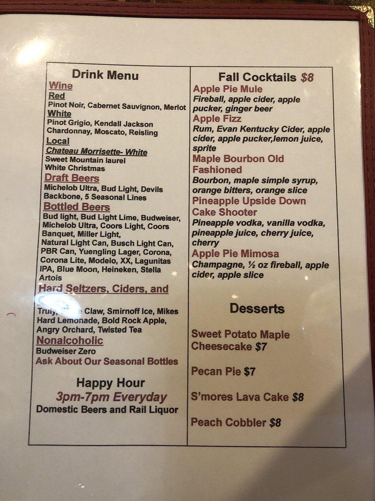 Menu at The Mason Jar pub & bar, Hillsville