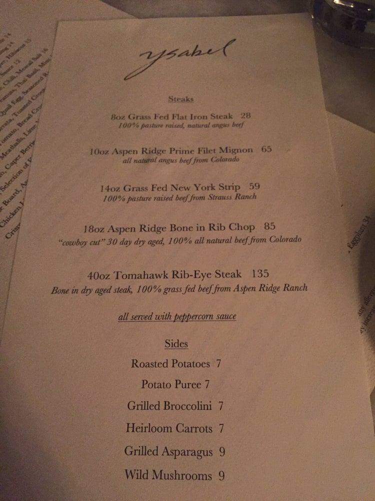 Menu at Ysabel pub & bar, West Hollywood