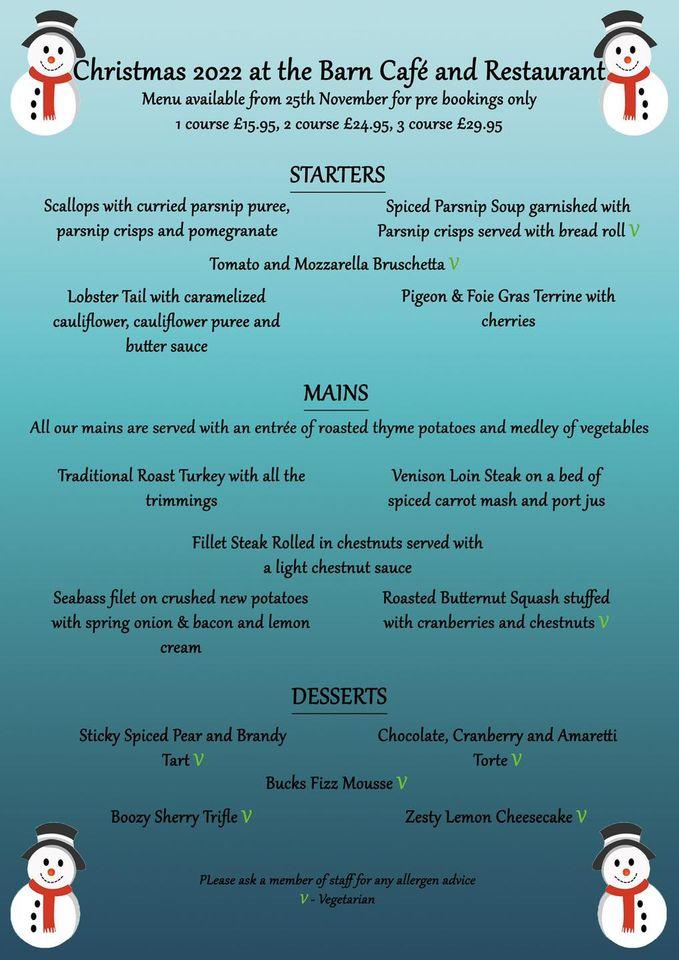 Menu at The Barn Cafe & Restaurant, Great Bentley, St Mary's Rd