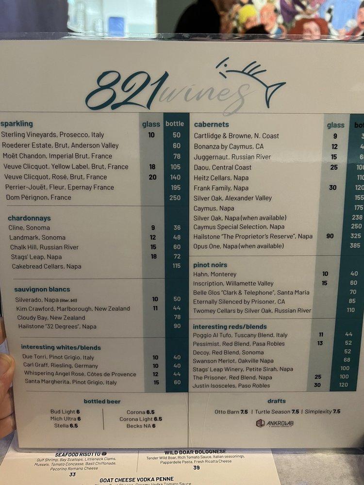 Menu at Bistro 821 pub & bar, Naples