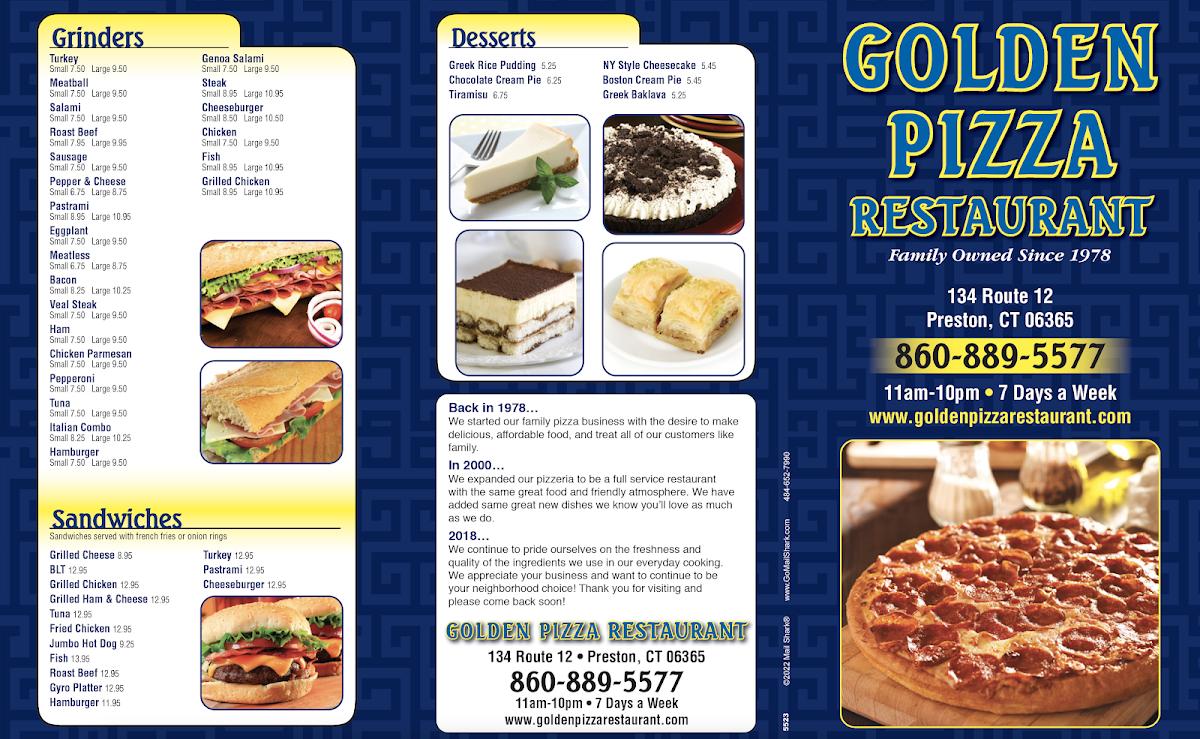 Menu at Golden Pizza Restaurant, Preston, 134 CT-12