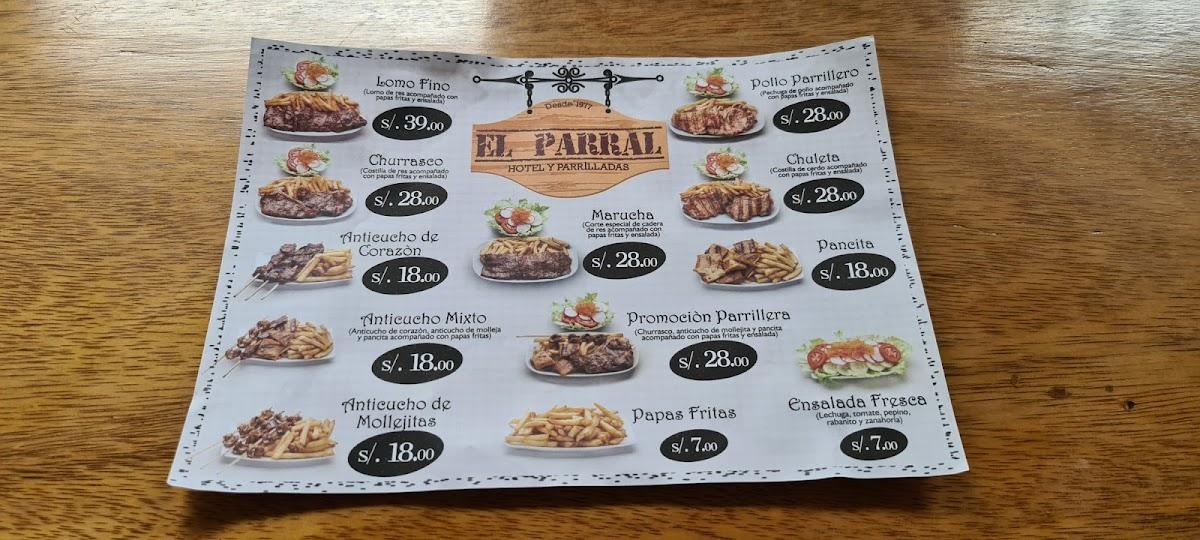 Menu at Parrilladas El Parral, San Ramón