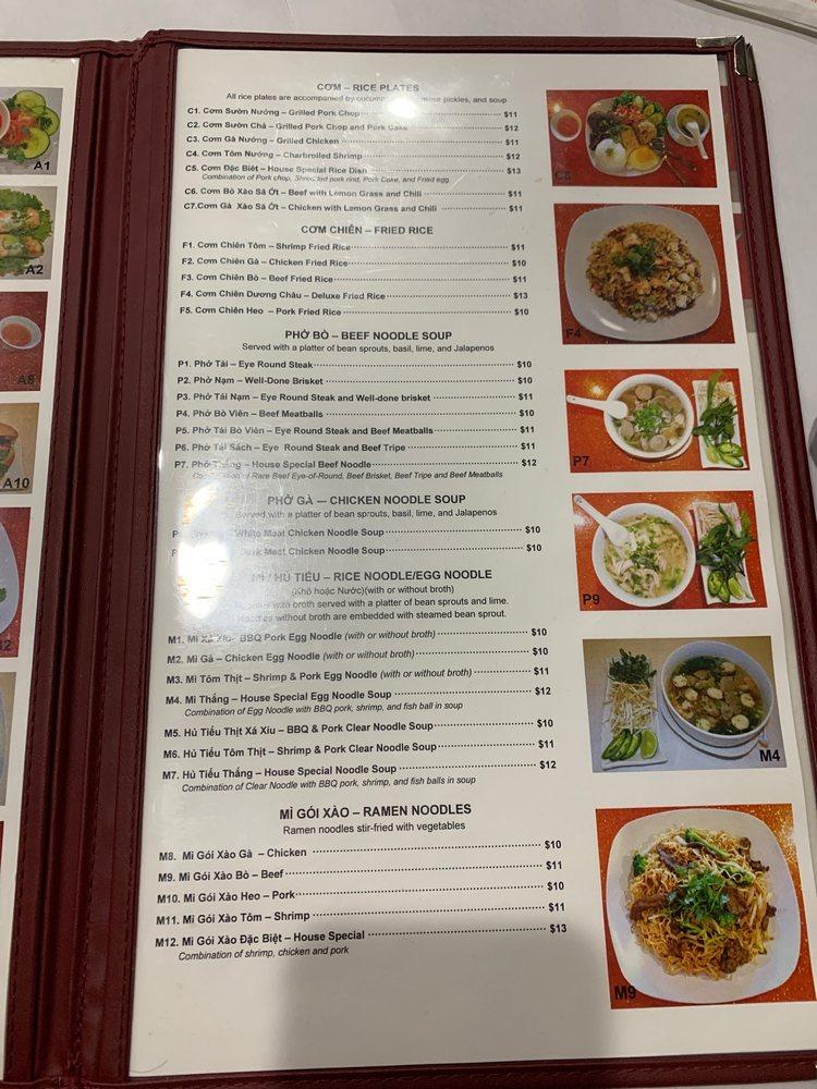 Menu at Phở Thắng Café restaurant, Cleveland