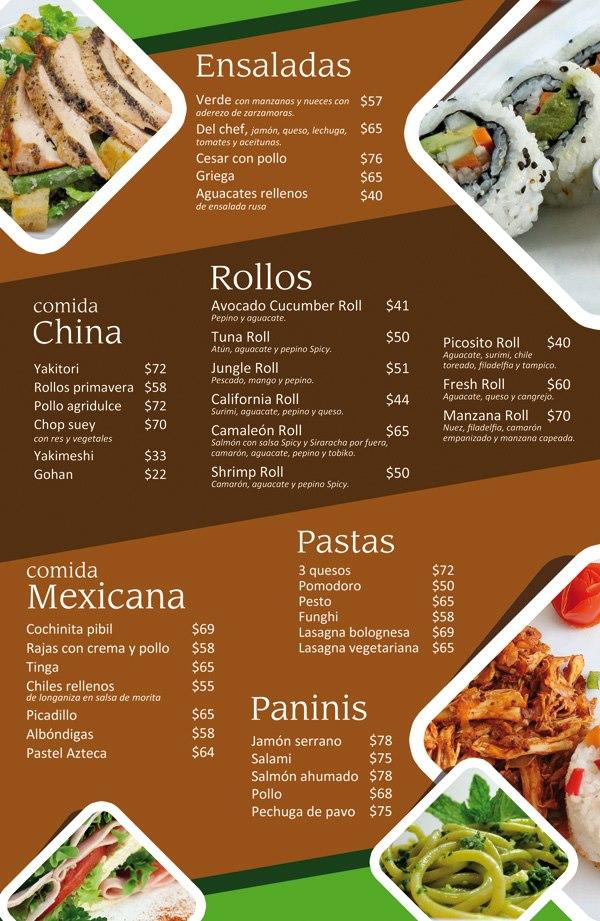Menu at Tu Chef Express restaurant, Mexico City