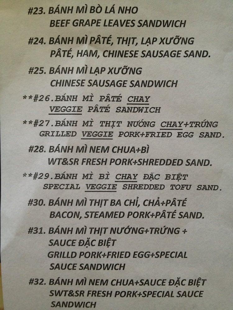Menu at Banh Mi Oven desserts, San Jose, Story Rd