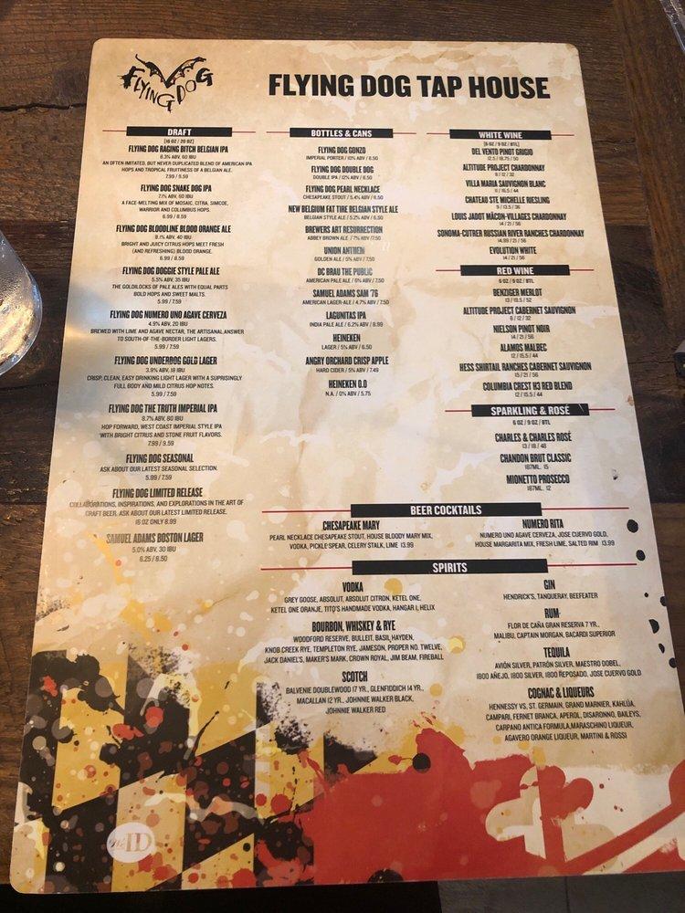 Menu at Flying Dog Tap House pub & bar, Baltimore, 7050 Friendship Rd