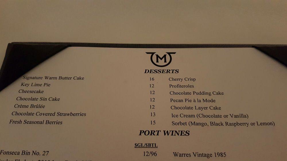 Menu at Mastro's Ocean Club, Las Vegas