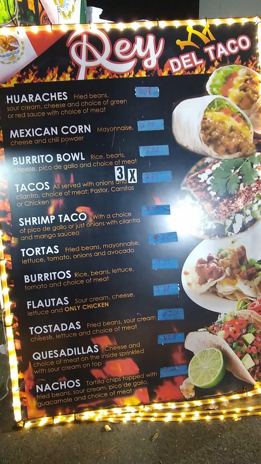 Menu at Rey Del Taco restaurant, Waterbury