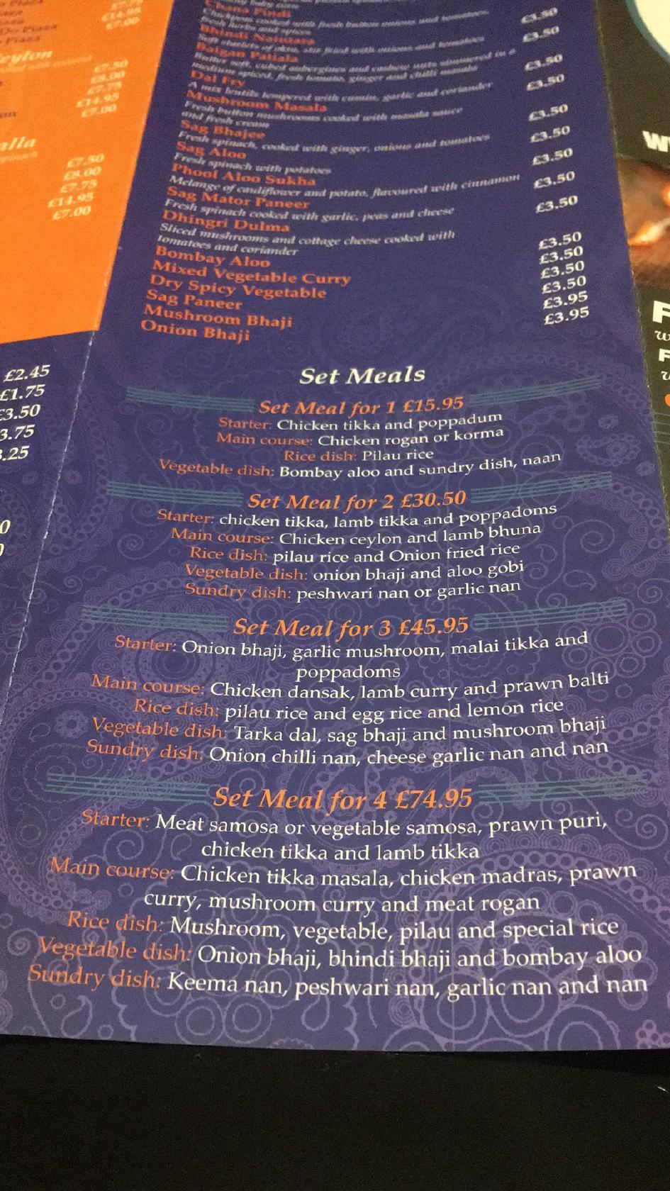 Menu at Safar Indian And Seafood Restaurant, Axminster, Axminster