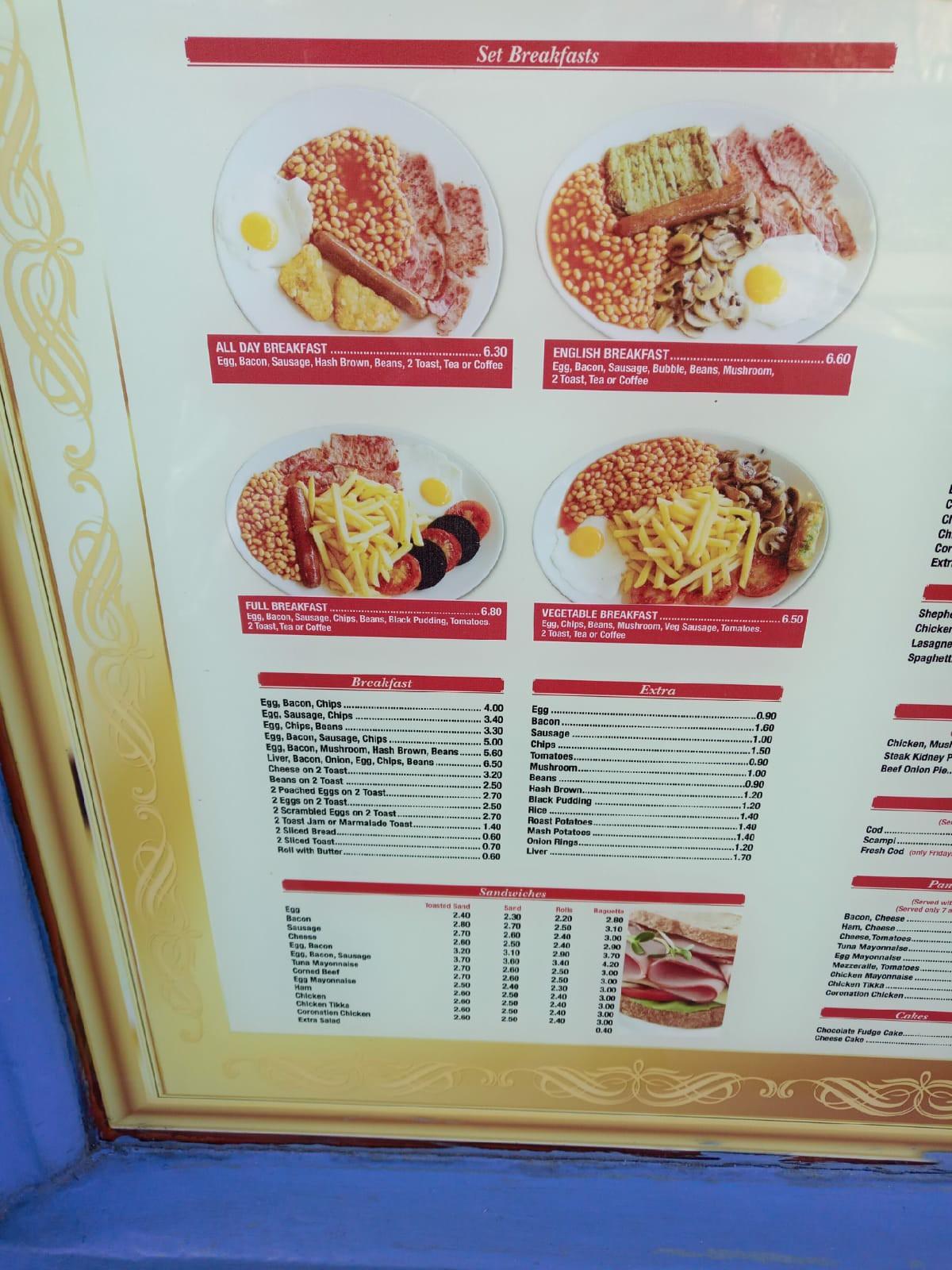 Menu at Al's Cafe, London, 128 Bermondsey St