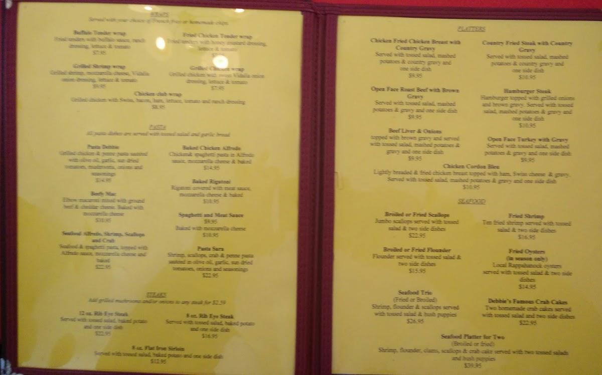 Menu at Debbie's Family Restaurant, Topping
