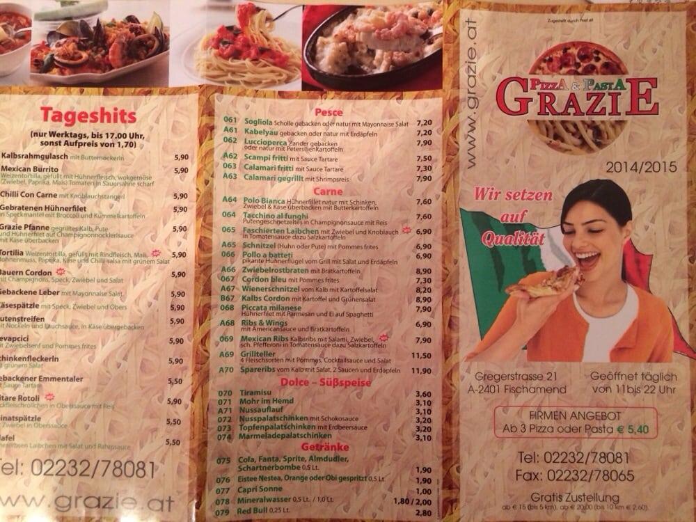 Menu at Pizzeria Ristorante GRAZIE, Fischamend