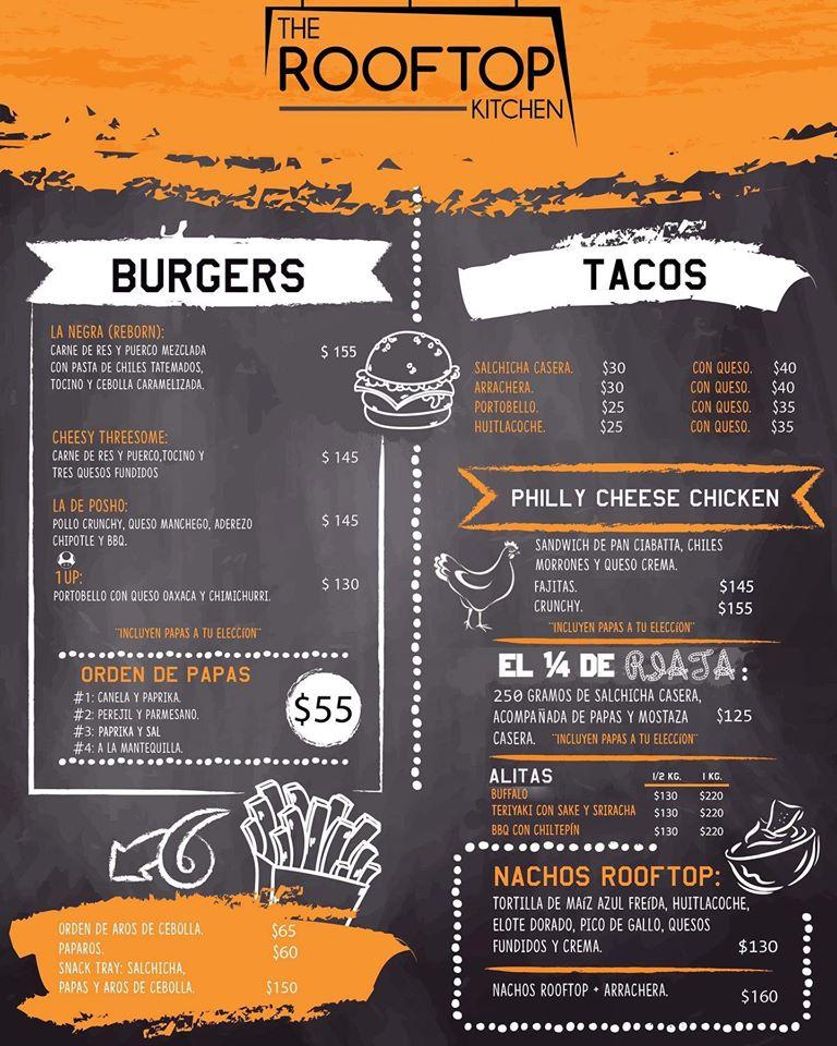 Menu at The Rooftop Kitchen restaurant, Tijuana